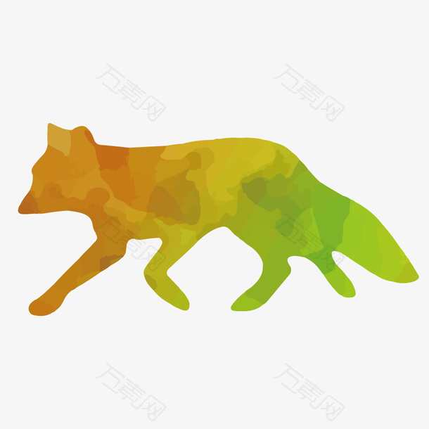 矢量彩绘豺狼png元素素材图片下载-万素网