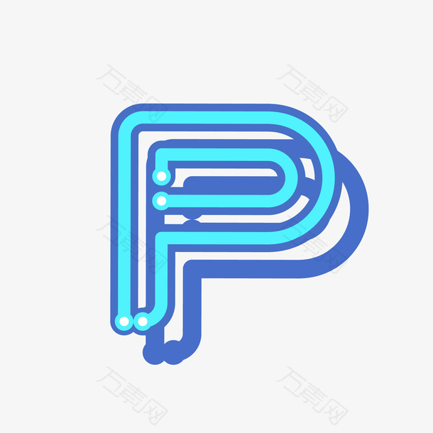 霓虹灯阴影的字母P免抠素材png元素素材图片下载-万素网