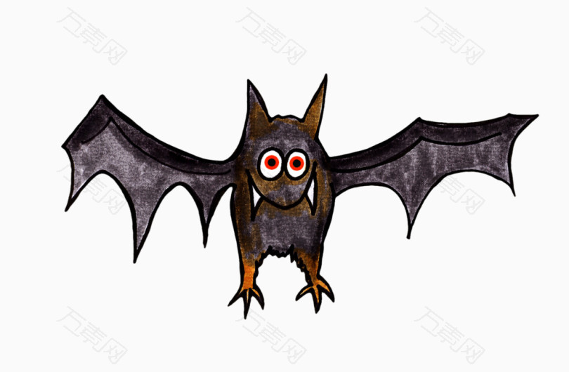 手绘蝙蝠png元素素材图片下载-万素网