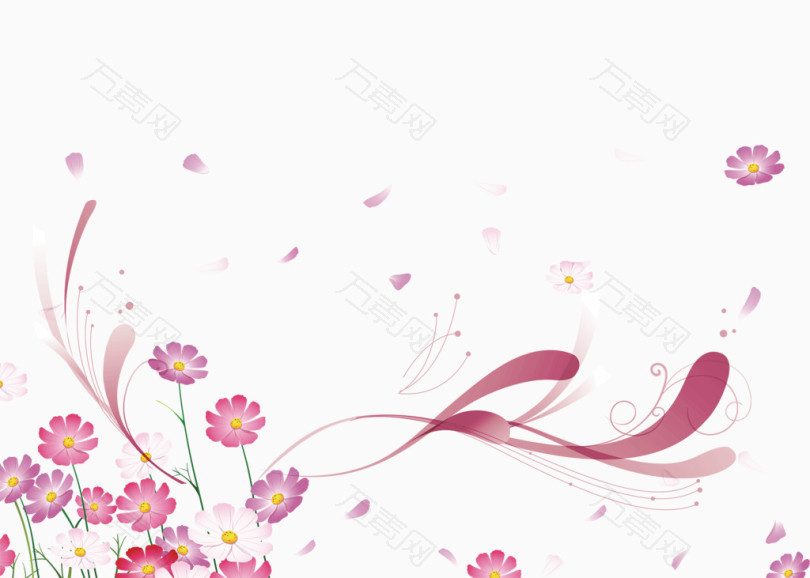 菊花彩带矢量图png元素素材图片下载-万素网