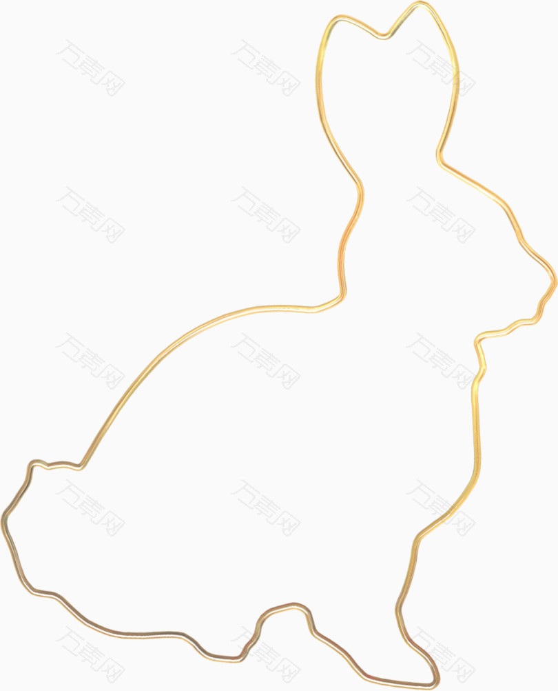 橙色线条兔子png元素素材图片下载-万素网